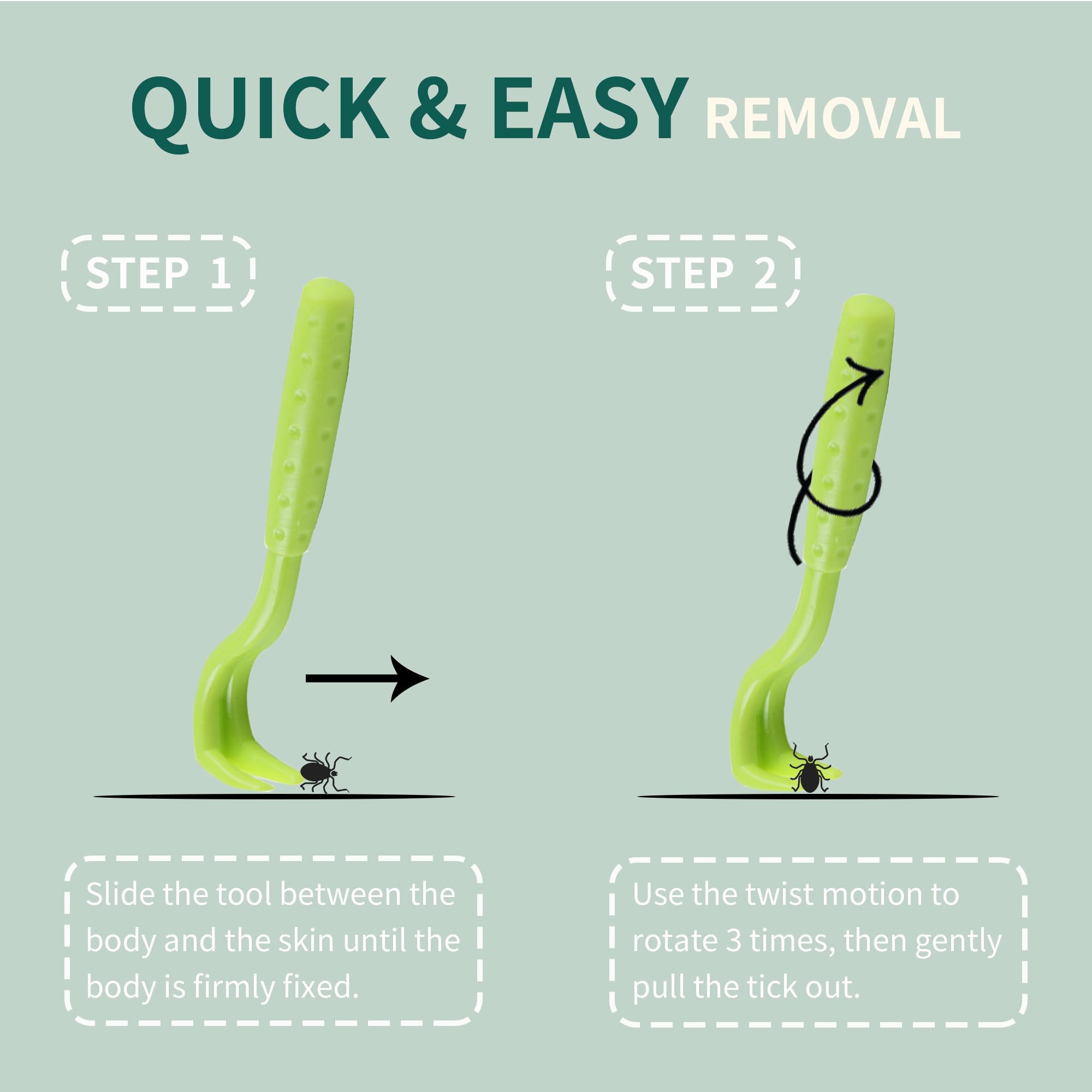 Yogini Tick Removal Tool for Dogs Cats and Humans 2 Packs,Pain Free Tick Puller,Ultra-Safe Tick Tweezers with Small and Large (Set of 2 Packs) (1 Set)