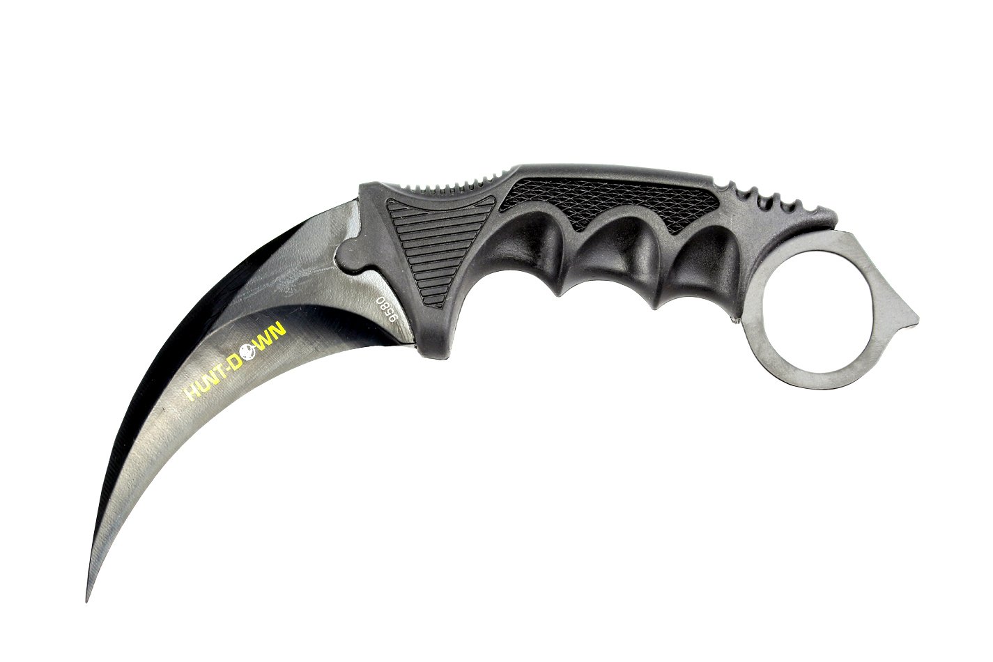 HUNT-DOWN 7.5" Karambit Black Hunting Knife with Sheath