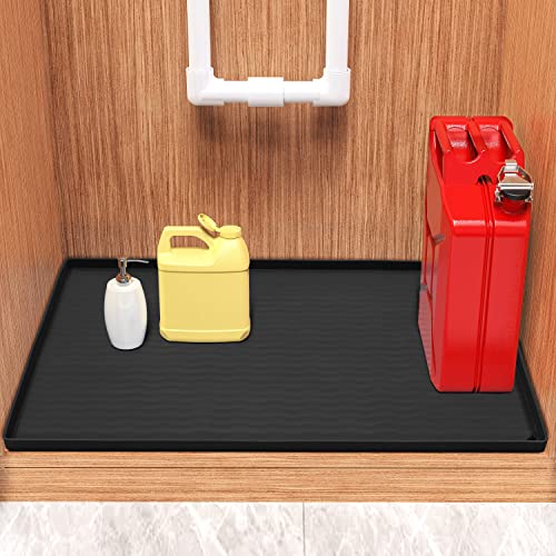 URMONA Under Sink Mat, 31'' x 22'' Under Sink Mats for Kitchen, Waterproof Silicone Under Sink Liner Drip Tray, Sink Cabinet Protector Mats for Kitchen