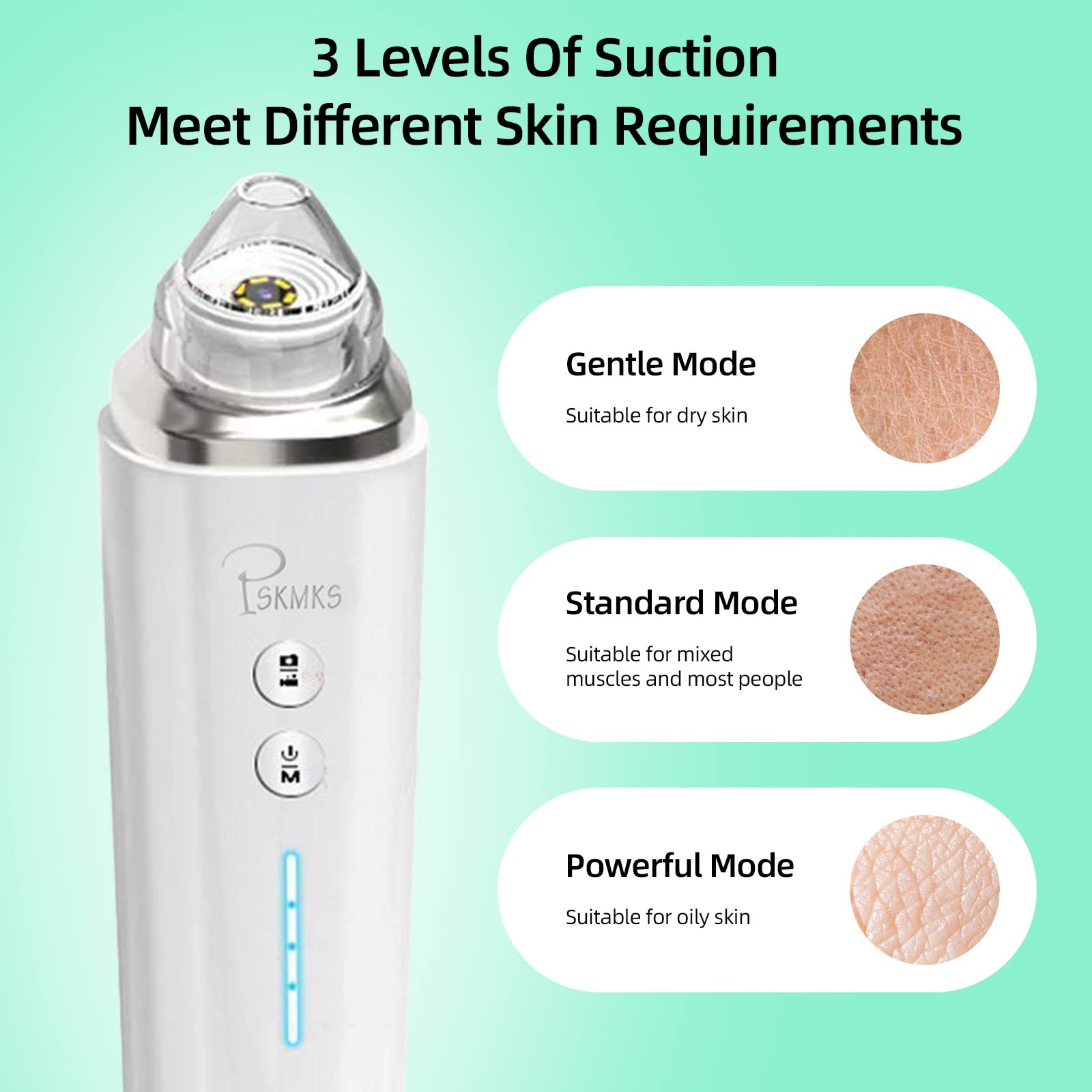 PSKMKS Blackhead Remover Vacuum with Camera 2021 Upgraded 5.0 MP Visual Facial Pore Cleaner USB Rechargeable Acne Comedone Whitehead Extractor Sucker Tool Blackhead Remover Kit Suction for Women & Men