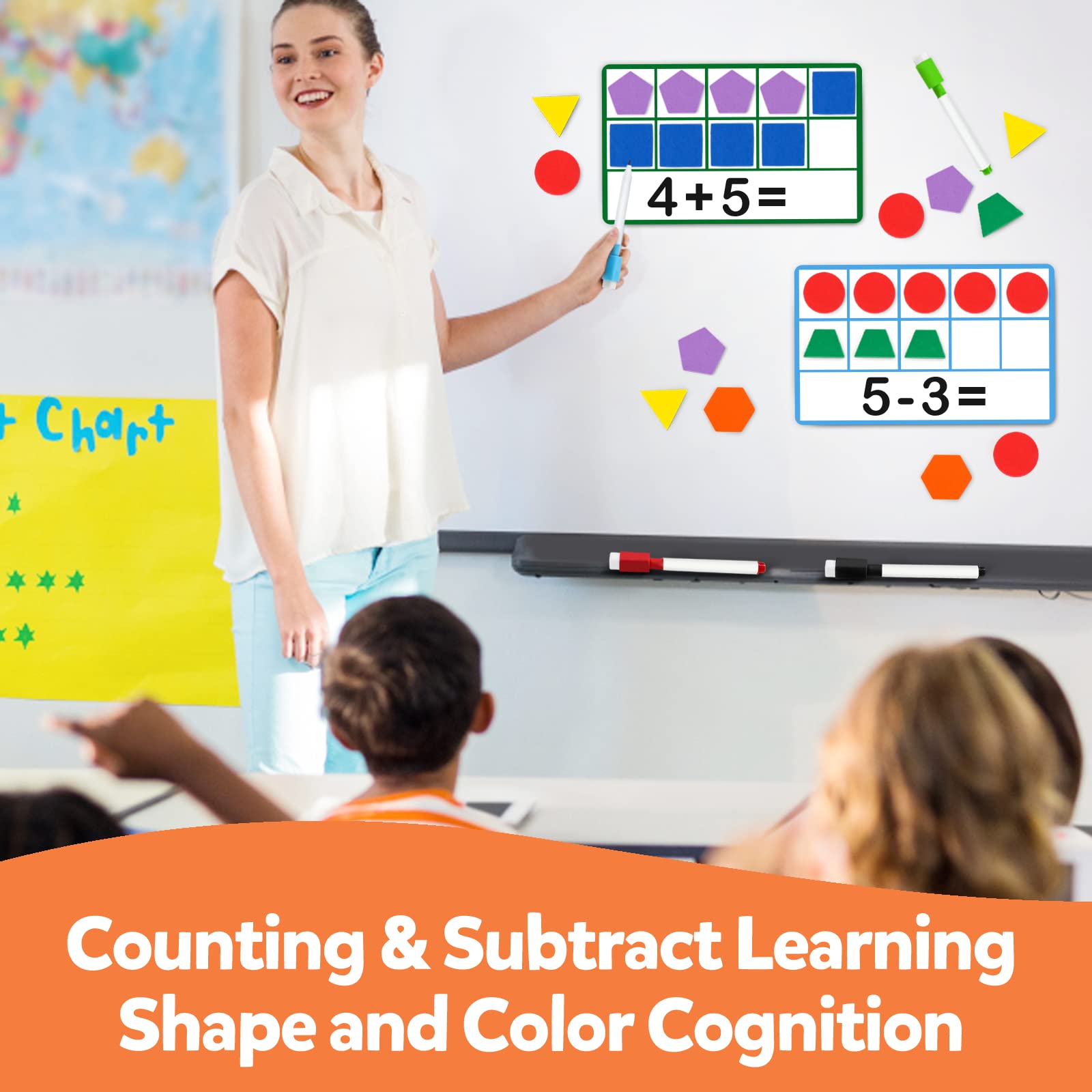 RAEQKS Large Magnetic Ten-Frame Set Math Manipulative Preschool Learning Shape Number Counting Games for Kids Montessori Educational Math Counters Toy for Elementary Kindergarten Homeschool Supplies