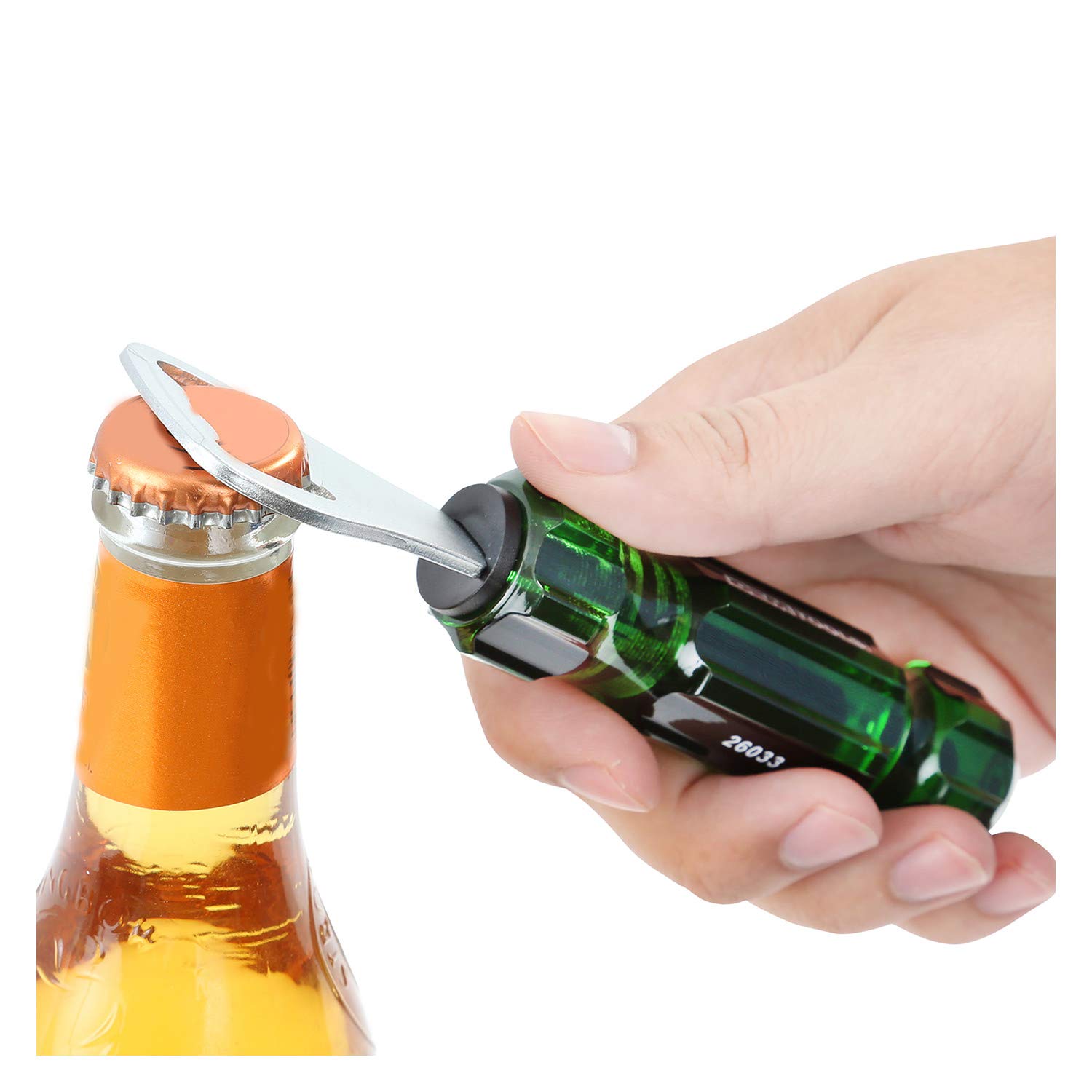OEMTOOLS 26033 Screwdriver-Style Bottle Opener, Acetate Handle, Bar Bottle Opener, Beer Bottle Opener Tool for Workspaces and Tool Boxes, Bartender Gadgets