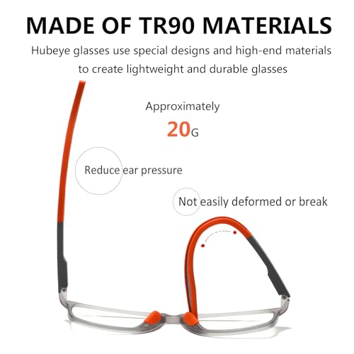 Hubeye 5 Pairs TR90 Sports Reading Glasses for Men and Women Ultralight Flexible Anti-Blue Light Readers +2.5
