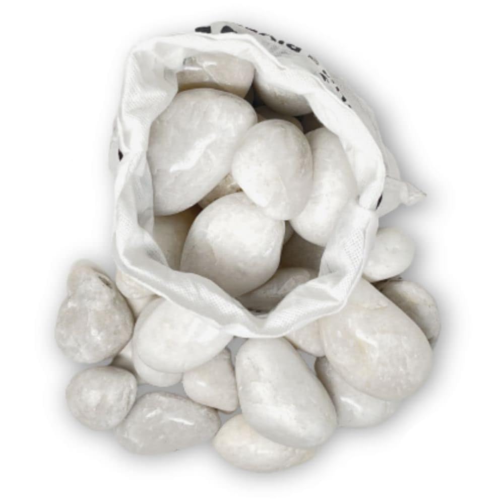 PGN White River Rocks for Plants - 5 Pounds - White Rocks with Smooth, Polished Surfaces - 1-3 Inch Stones for Planters, Aquarium Decorations, Vase, Fireplace, Landscaping, Outdoor Decor