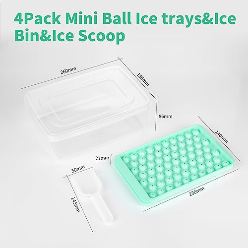Round Mini Ice Cube Tray with Lid and Bin, 3 Pack Ice Cube Trays for Freezer,Mini Ice Maker,Ice Cube Mold,Small Ice Cube Trays,Crushed Ice Trays for OXO Whisky (Green)
