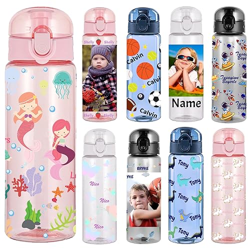 TTRhome Personalized Water Bottle with Names, Custom Clear Plastic Water Bottles for Boys Girls School Sports Gym Travel - 26oz/780ml