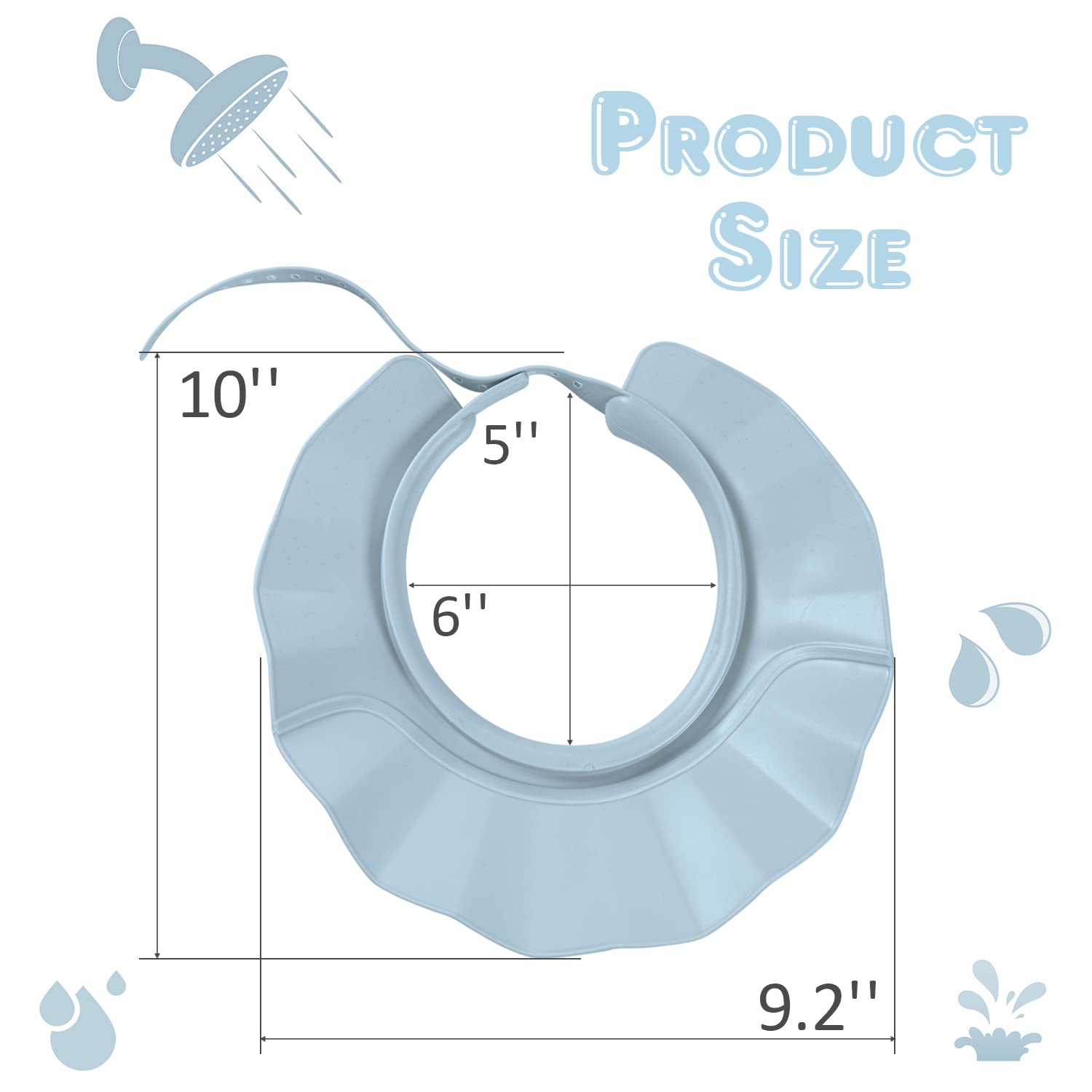 PRINPER Baby Shower Cap, Adjustable Silicone Baby Shower Head Cap, Soft Protection Baby Bath Shampoo Cap Wash Shower Visor Hat for Toddler Children, Blue