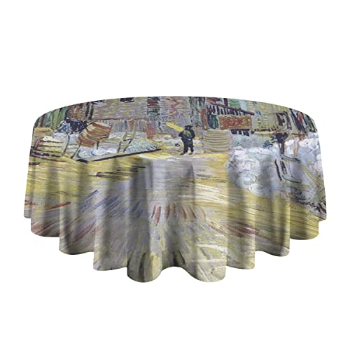Round Waterproof Tablecloth Van-Gogh-Factory-at-Asnieres- for Kitchen Dining/Party/Wedding Use Washable Table Cover