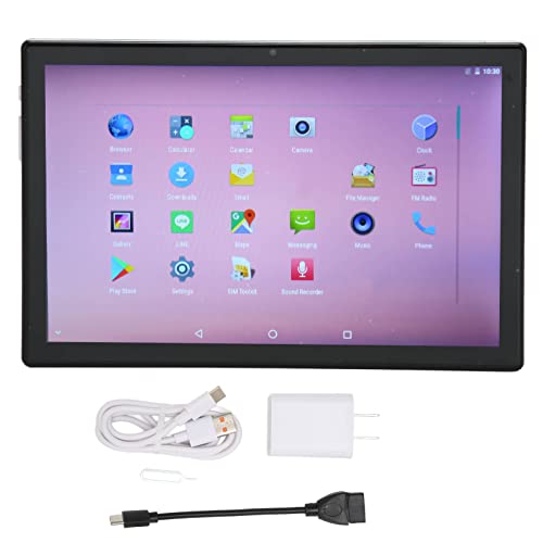 TOPINCN WiFi Tablet, 6 and 256G Octa Core Dual Speakers IPS Screen 5G WiFi 100‑240V 10 Inch Tablet Dual SIM Card Slot for Daily (US Plug)