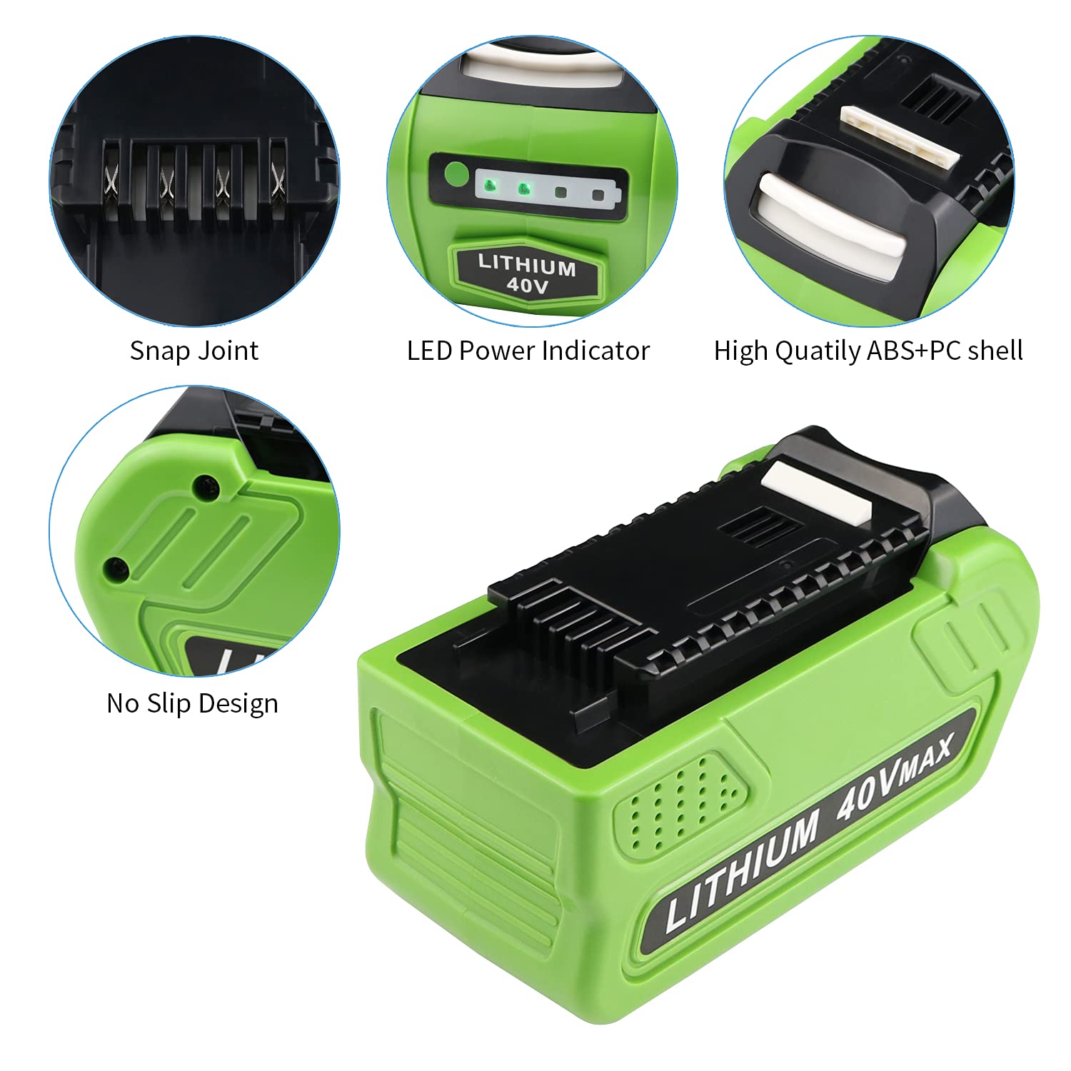 Powerost 6Ah 40V 29472 29462 Replacement Battery Compatible with GreenWorks G-MAX 20302 20672 24252 20202 25312 25302 25322 25223 21302 22272 27062 21242 Cordless Power Tools