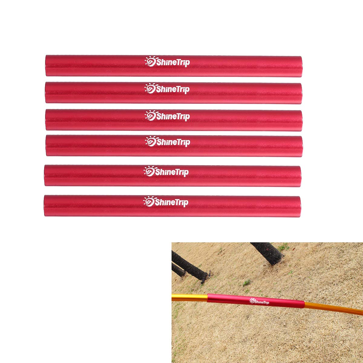 Keep Outdoor 6Pcs Replacement Tent Pole Repair Splint Tube Kit for Diameter 7.9-8.5mm (Red-6 Pack)