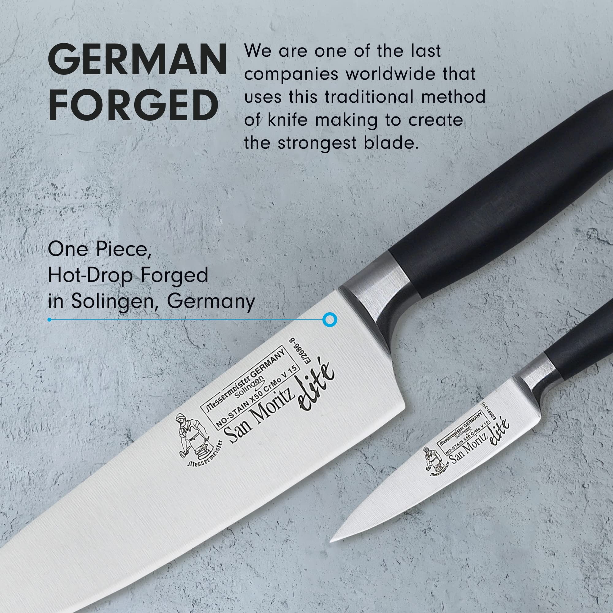 Messermeister San Moritz Chef & Parer Set - Includes 8" Stealth Chef's Knife & 3.5" Paring Knife - Rust Resistant & Easy to Maintain