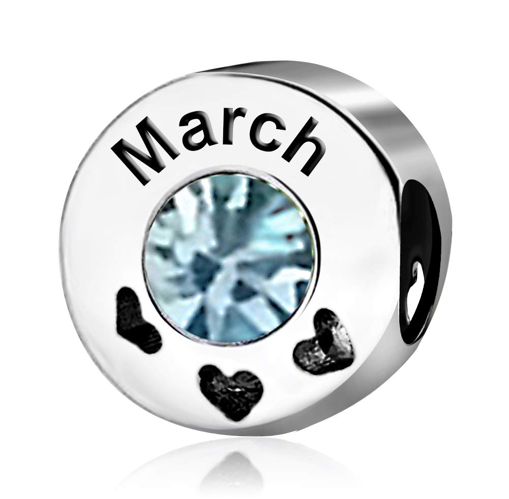 JMQJewelry Birthday Birthstone March Fleur De Lis Sister Daughter Family Heart Love Womens Bead Charms for Bracelsets Father Daughter Key Nana Easter Jewelry