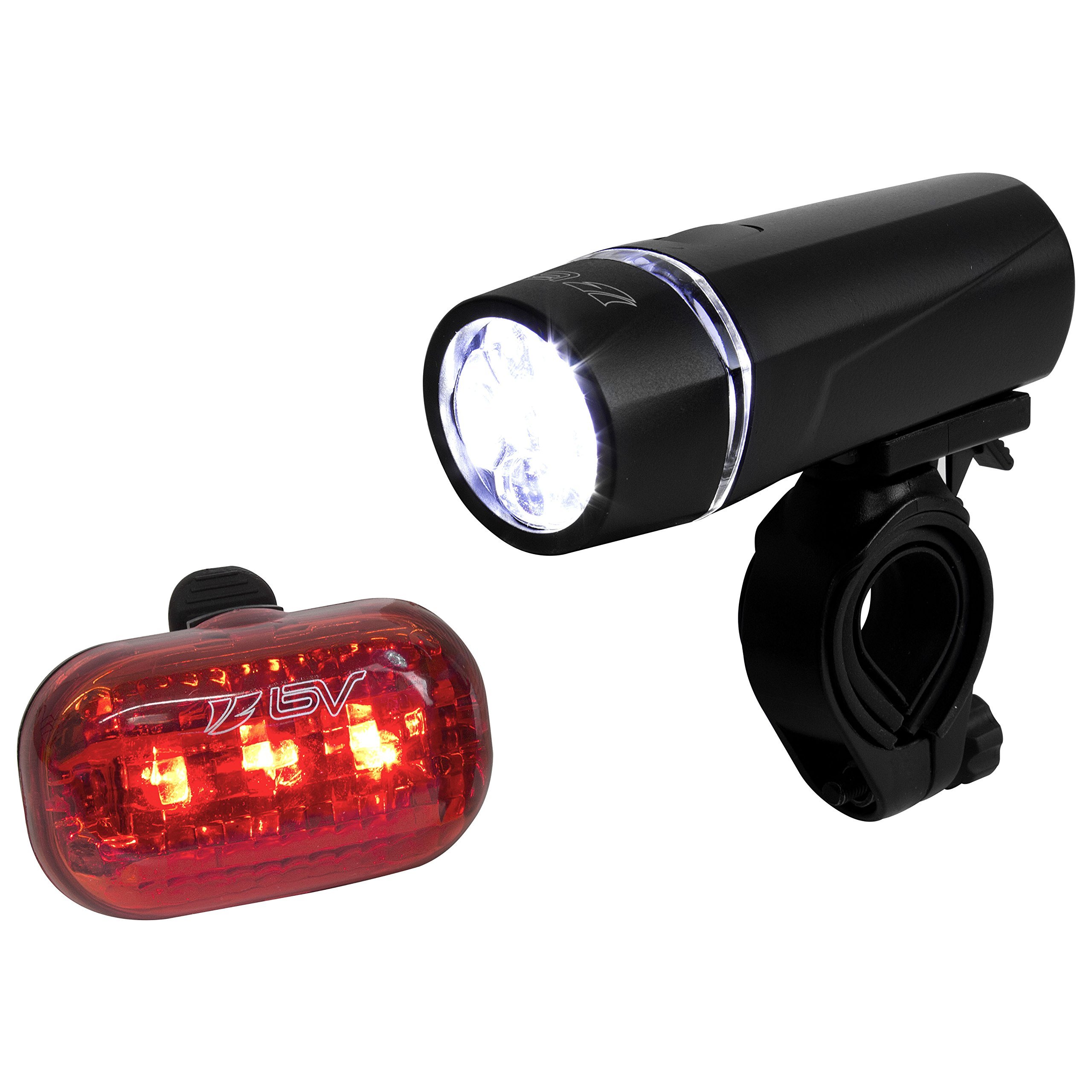 Master Lock 8170D U-Lock Bike Lock with Key, 1 Pack, 6-1/8 in. Wide, Black & BV Bicycle Light Set Super Bright 5 LED Headlight, 3 LED Taillight, Quick-Release