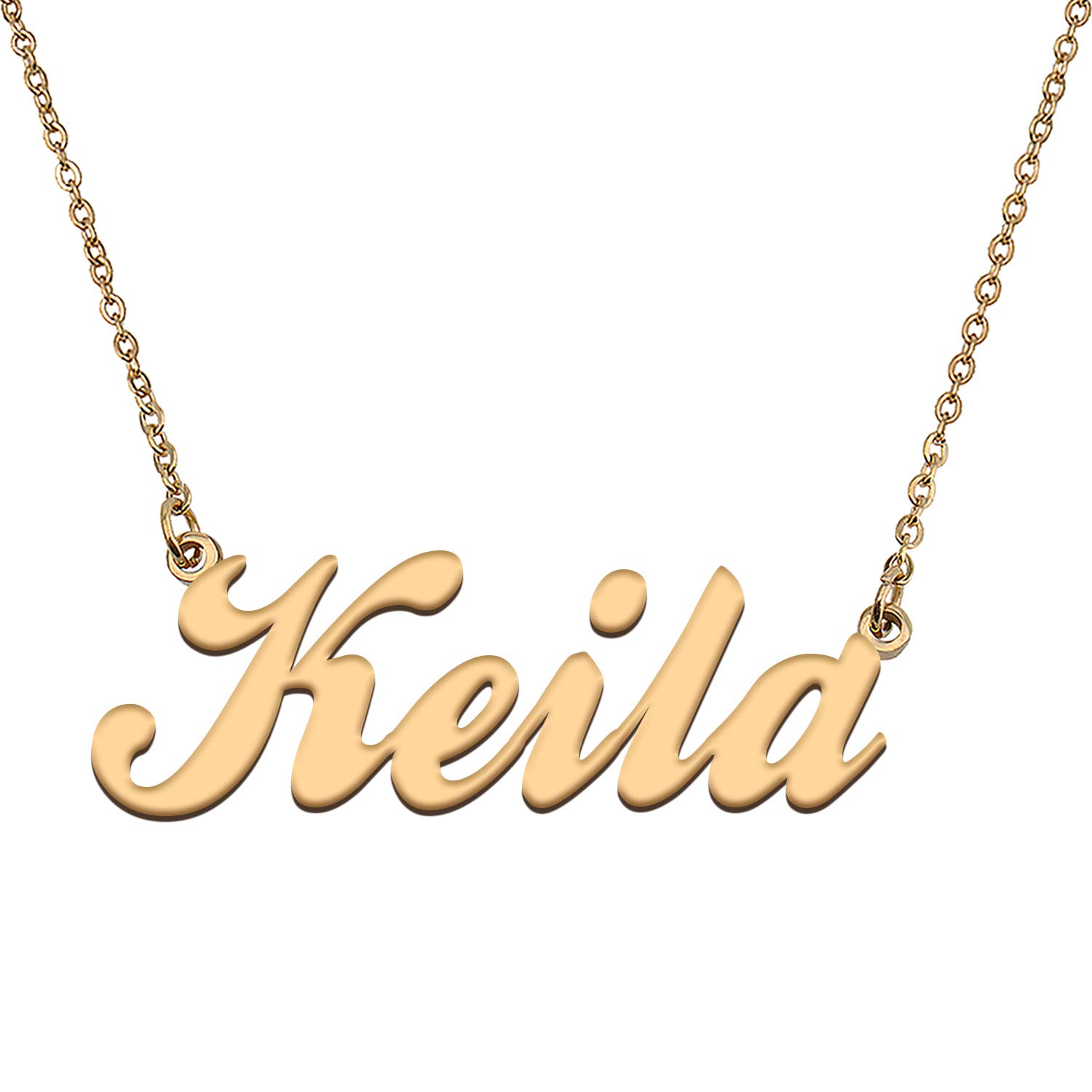 HUAN XUN Custom Name Plate Necklace Unique Jewelry Gifts for Mom Mother Keila