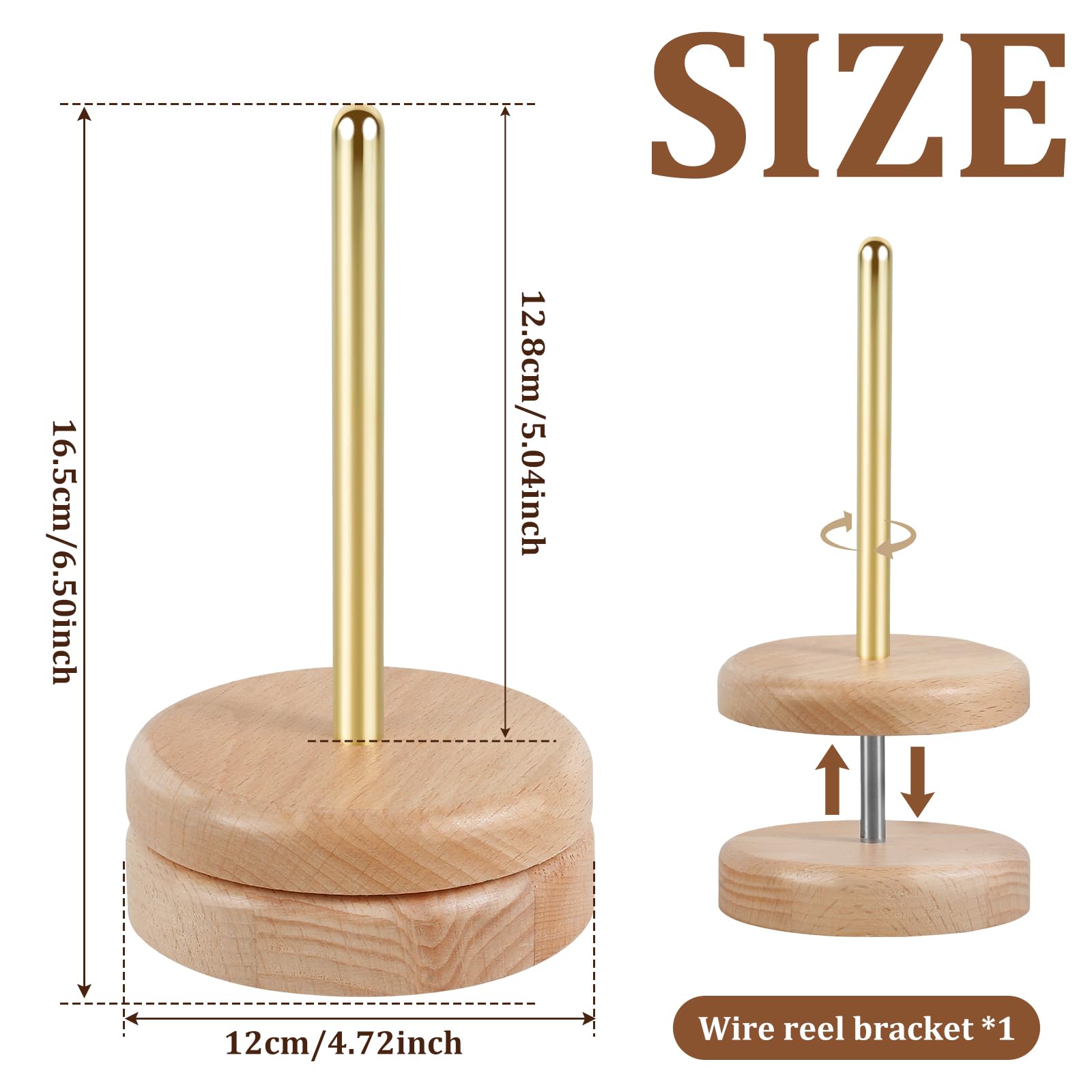 Wooden Yarn Holder Revolving Yarn Ball Stand Rotatable Beech Wood Yarn Skein Spinner Spindle Wooden Sewing Crocheting Tool Yarn Thread Holder Dispenser for Knitting