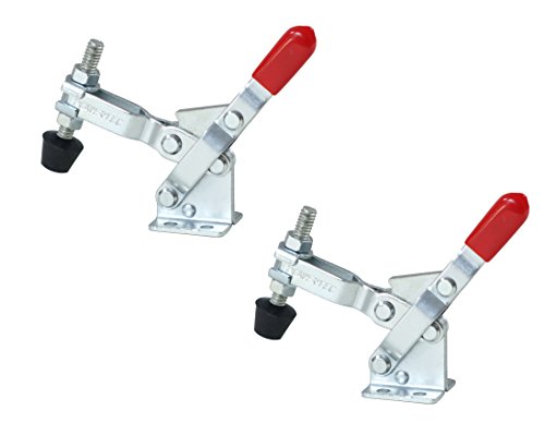 POWERTEC 20319 Vertical Quick-Release Toggle Clamp 102B - 220 Ibs Holding Capacity w Rubber Pressure Tip, 2PK