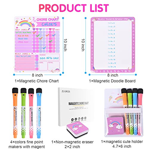 Rainbow Magnetic Chore Chart of Kids with Kids Doodle Board Magnetic,Good Behavior Chart,Magnetic Reward Chart Sets for Kids Behavior,My Responsibility Chart for Kids,Childhood Education Use