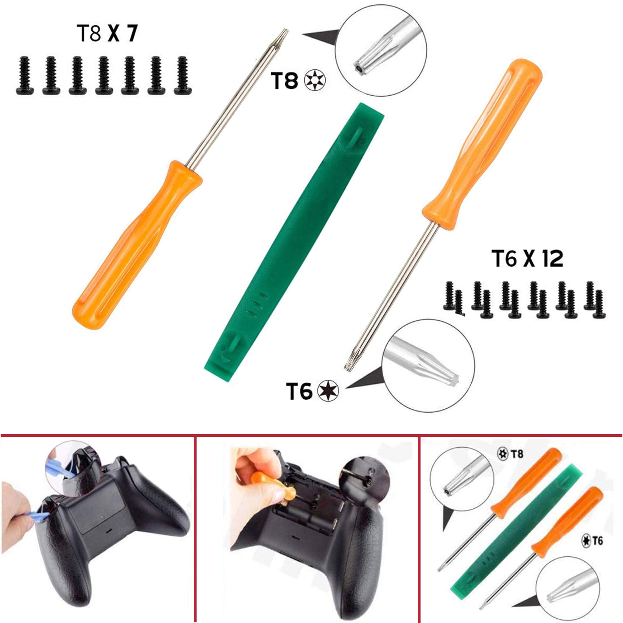 LonHon 4PC 3D Analog Joysticks Wireless Thumb Sticks Sensor Replacements for Xbox 1 Controller, with D Pads Rubber Conductive R L Button, Screwdriver, Tweezers, Bush, Storage Box 39 pcs Repair Kits