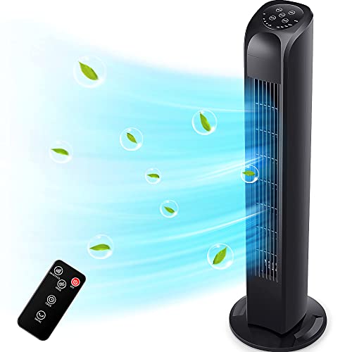 Uthfy Tower Fan with Remote, 31" Electric Tower Fan That Blow Cold Air, Quiet Cooling Fan & Oscillating Tower Fan with Remote, Electric Standing Tower Fan Floor Fan