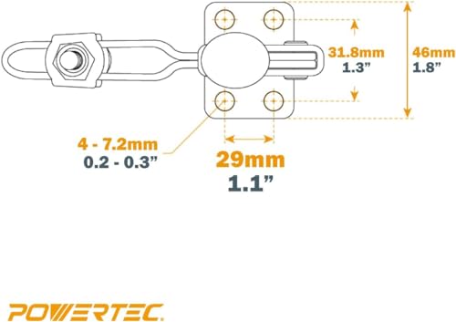 POWERTEC 20335 Quick Release Vertical Toggle Clamp 12130-500 lb Holding Capacity w Rubber Pressure Tip, 2PK