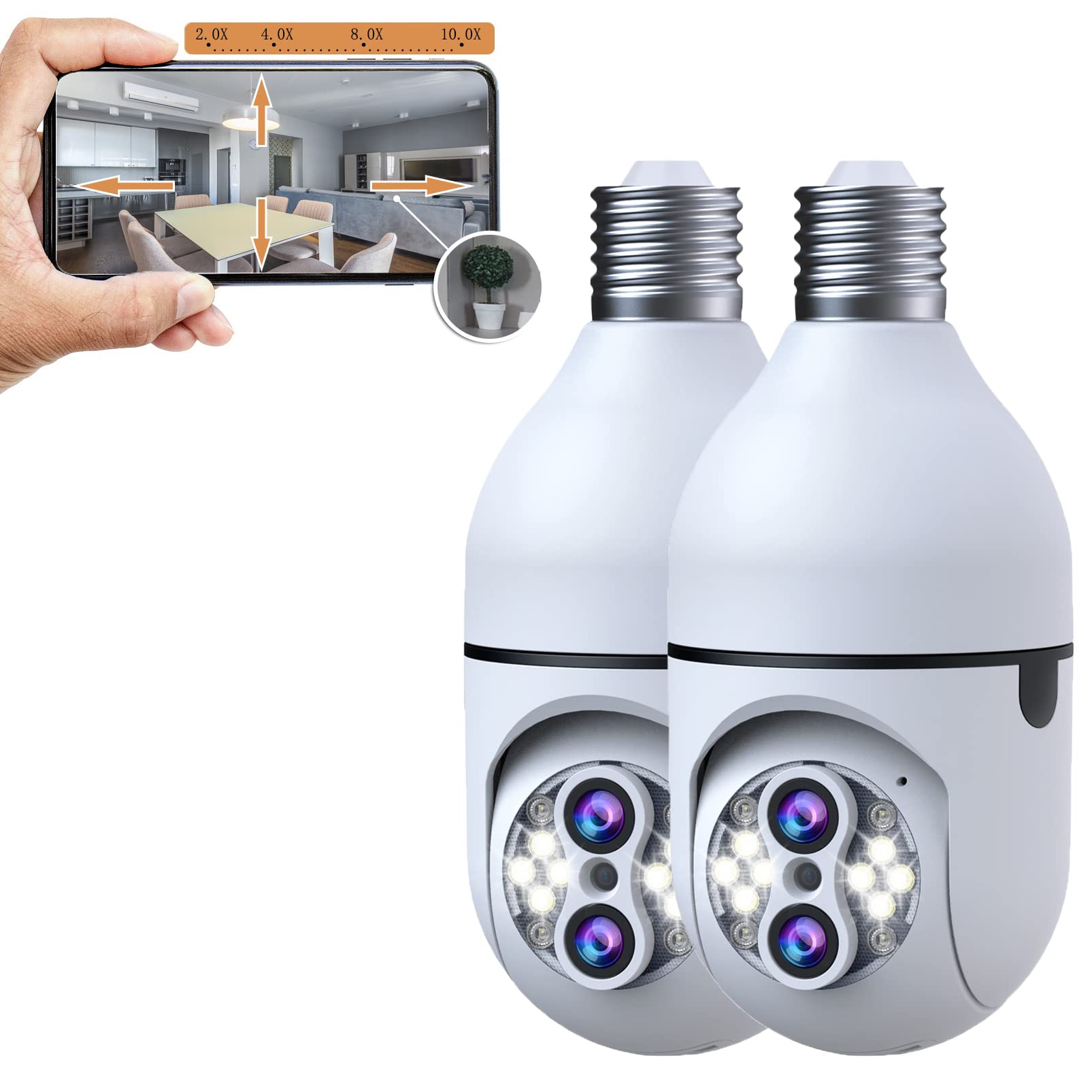 Topiacam Light Bu lb Security Camera… (Upgraded 10X Zoom, 2 Pack)