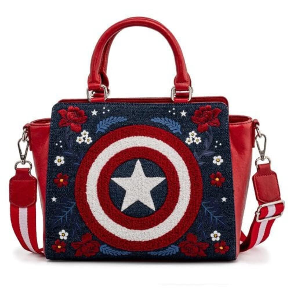 Loungefly Captain America th Anniversary Shield Crossbody Bag BlueRed