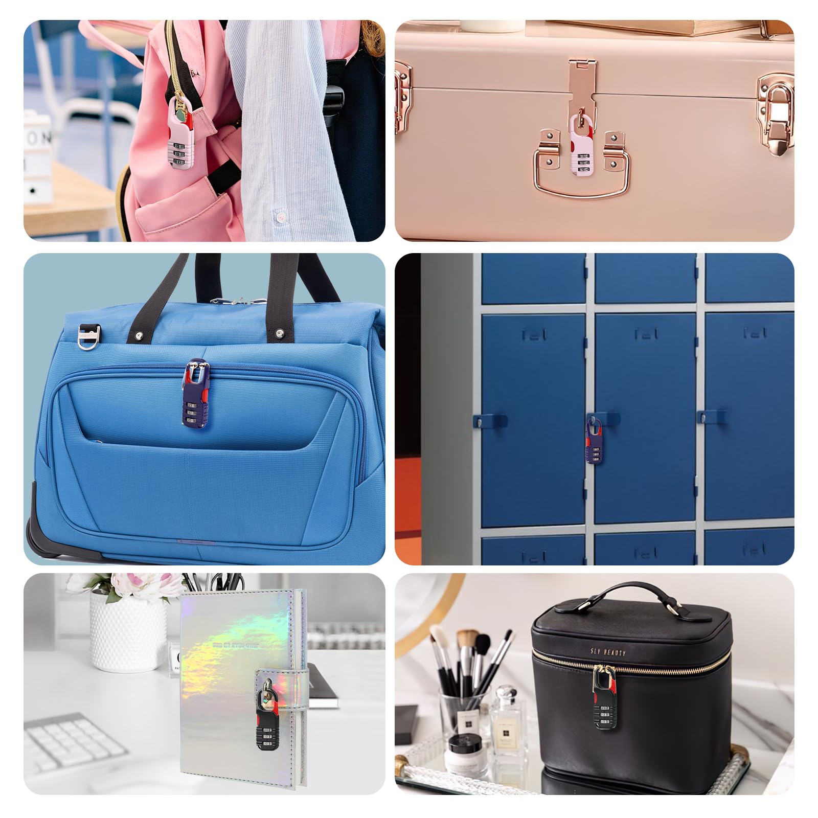 Mini Padlock, BARRYSAIL 3 Pcs Small Locks Set with 3 Digits Combination for Kids Diary Backpack Zipper (Black+Blue+Pink)