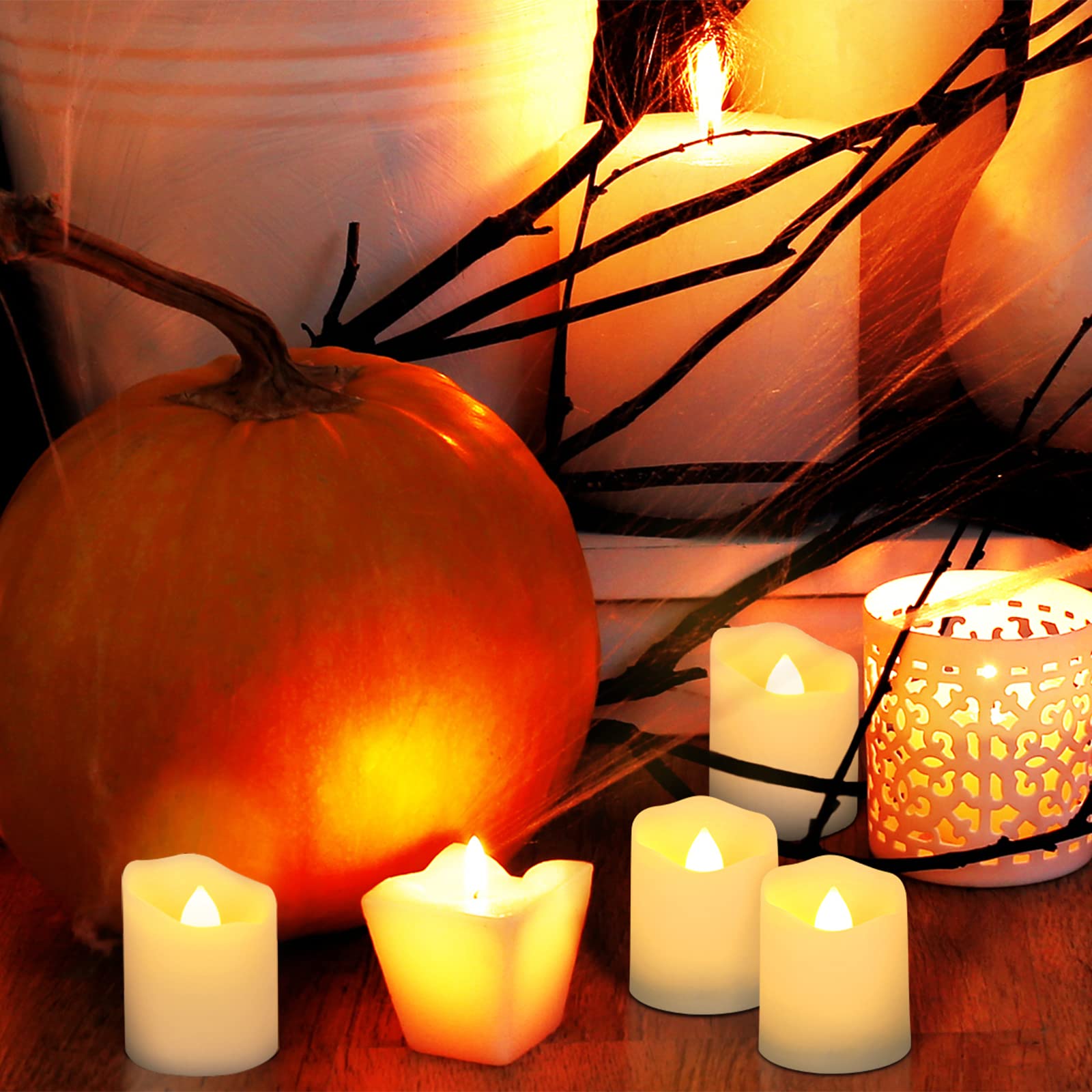 Rechargeable Flameless Votive Candles with Timer & Remote, 12pcs Flickering LED Tea Lights Candles with 2 USB Charging Cables, Warm White Light Electric Fake Candle for Home, Christmas Festival Decor