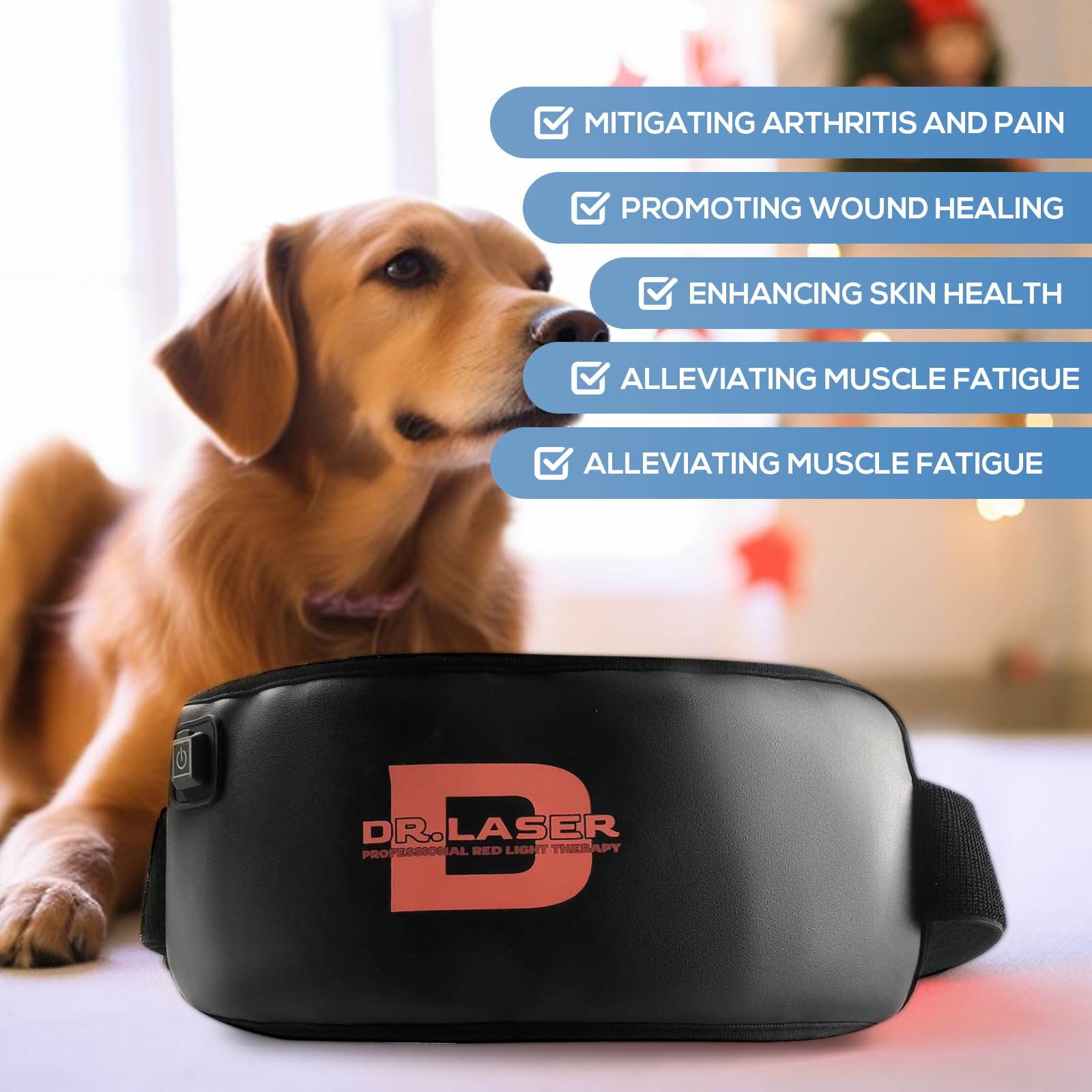 Vicmama Red Light Therapy Belt for Pets,Portable Wearable Red Light Therapy Device for Dogs Pain Relief Tissue Repair Muscle & Joint Pain