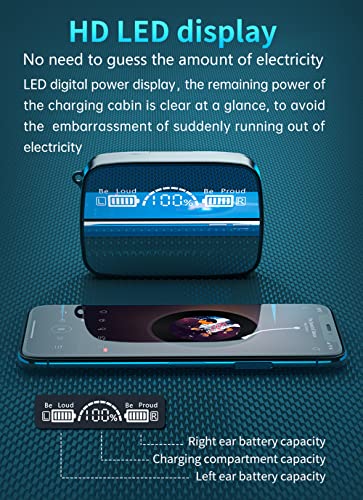 TWS Bluetooth Headphones,HD Stereo Noise Cancelling Wireless Earphones,Bluetooth 5.1 Earbuds 180H Playtime Wireless Charging Case & Power Display,in-Ear TWS Headphone for iPhone and Android Phones