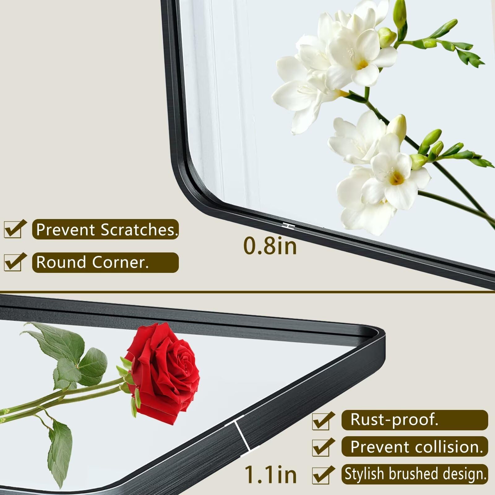 TOTOZAKUL Bathroom - Wall - Mirror - for Over Sink 20x28inch, Wall-Mounted Vanity Mirror for Bedroom Living/Dining Room, Modern Rectangle Black Framed Hanging Makeup Mirrors