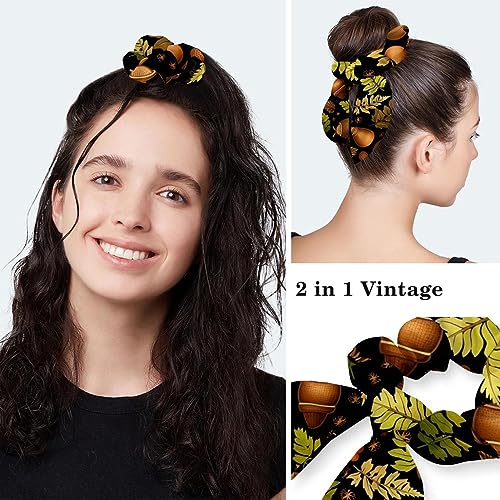 Thanksgiving Acorn Working Cap with Button Sweatband Adjustable Tie Back Bouffant Hats with Scrunchie