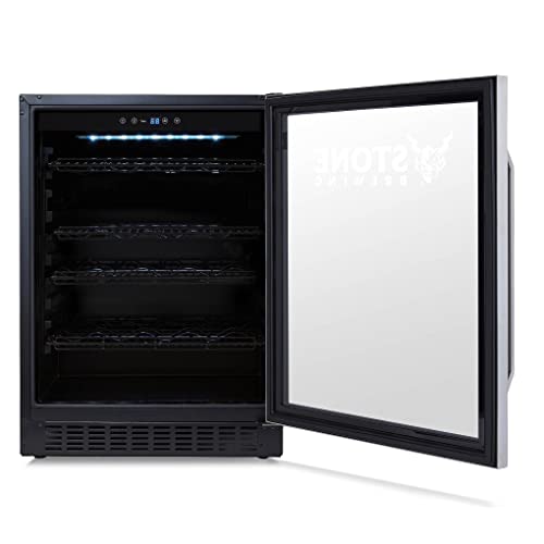 NewAir Stone Brewing 180 Can FlipShelf Beverage and Beer Refrigerator, 24β Built-In or Freestanding Wine Cooler with Reversible Shelves, Perfect for Bar, Gamer Room, or Office