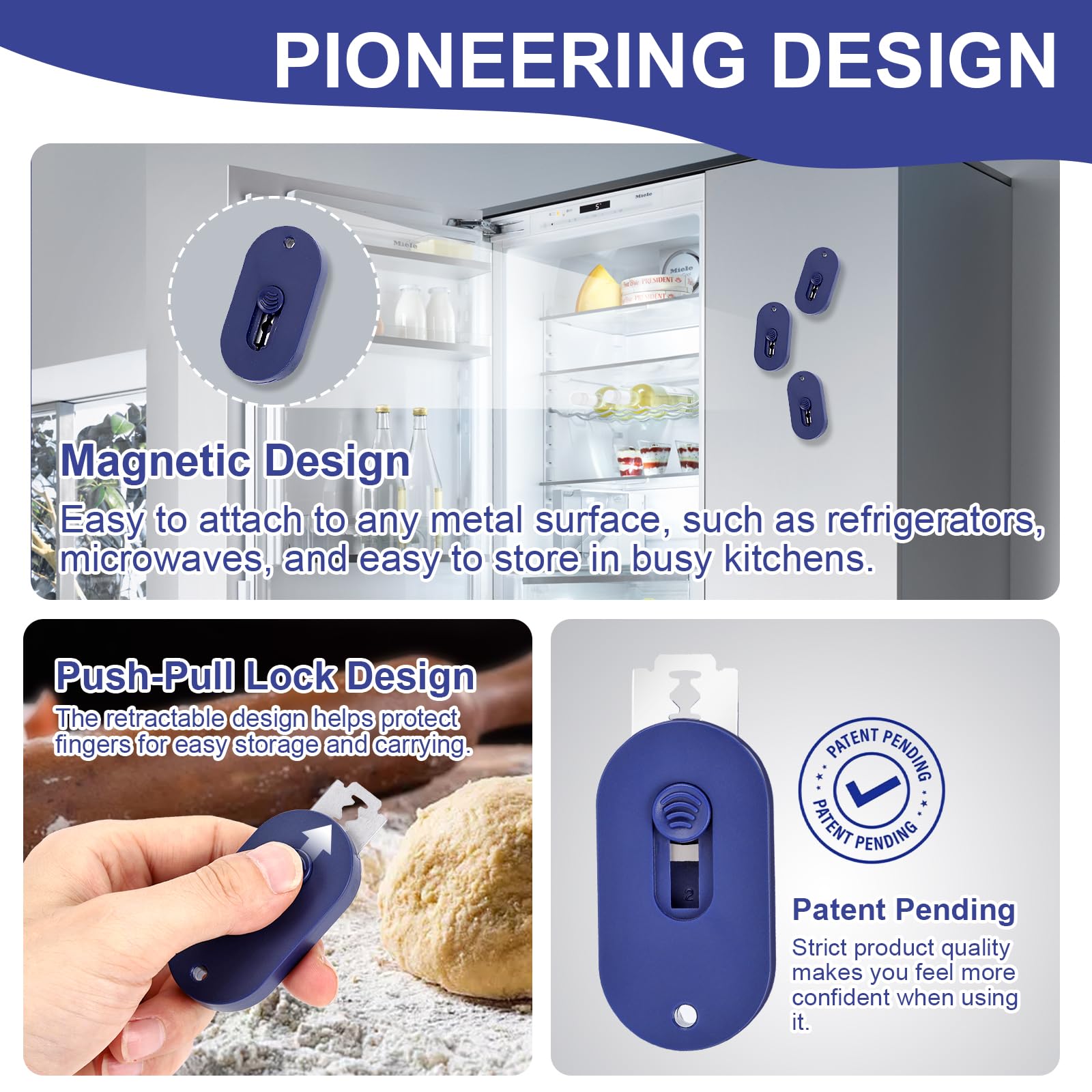 Upgraded Bread Lame Dough Scoring Tool-Magnetic Sourdough Scoring Tool with 5Pcs Blades, for Professional Sourdough Baking&Bread Making Tools, Premium Push-pull Handle Bread Scoring Tool Easy to Clean