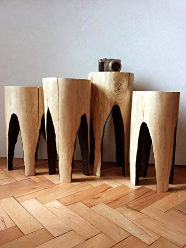 Reclaimed Wood Side Coffee Tables (Set Of Three), Log Furniture, Tree Stump Table, Home Decoration, Rustic Dorm Decor