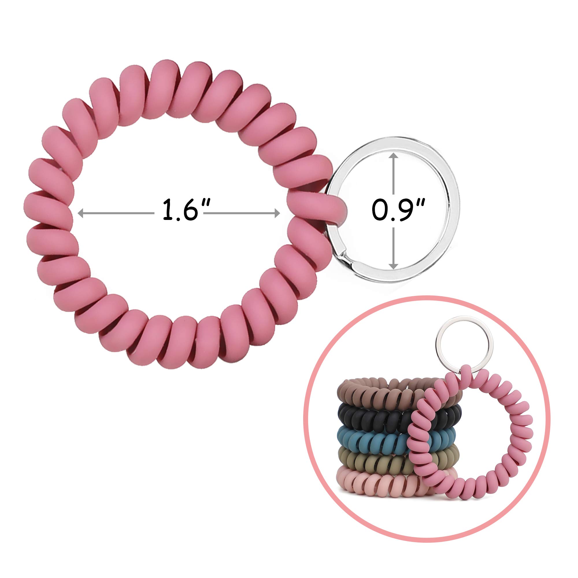 Stretchable Wristband Wristlet Keychain Wrist Key Chain Wristlet,6 Color Spring Flexible Spiral Wrist Coil Wrist band Bracelet Key Holder Key Ring for Sauna Gym Pool ID Badge and Outdoor Sports