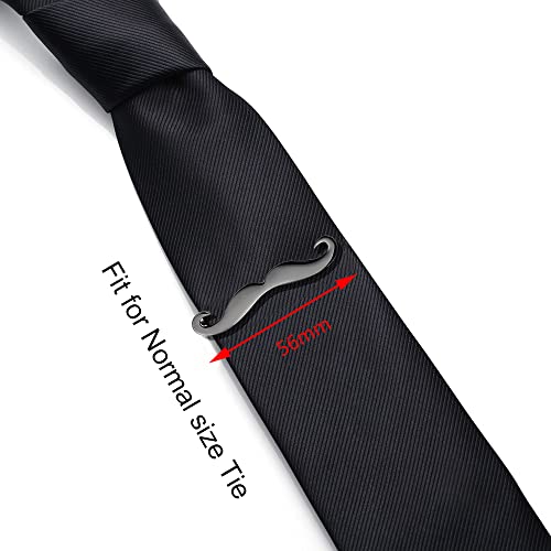 HONEY BEAR Mens Beard Tie Clip Bar Normal Size Skinny Boys Slim Moustache Gift 5.6cm Black