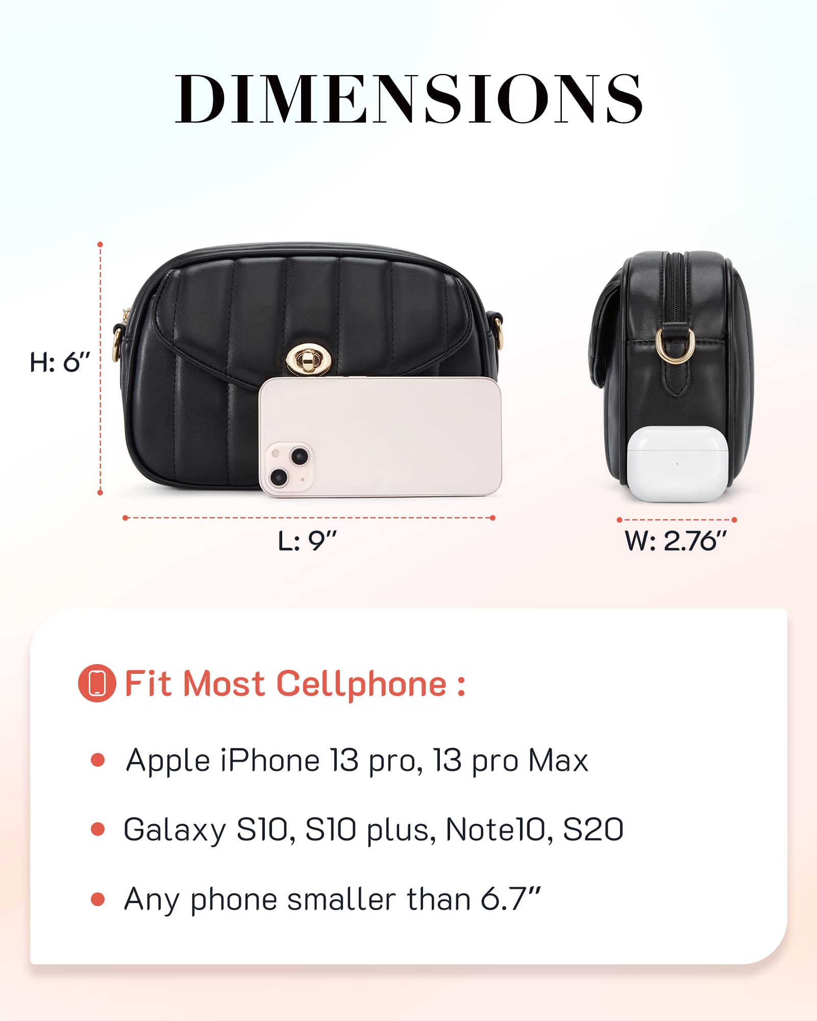 Missnine Crossbody Bags for Women Soft Quilted PU Leather Shoulder Bag Small Purse with Strap and Tassel,Black