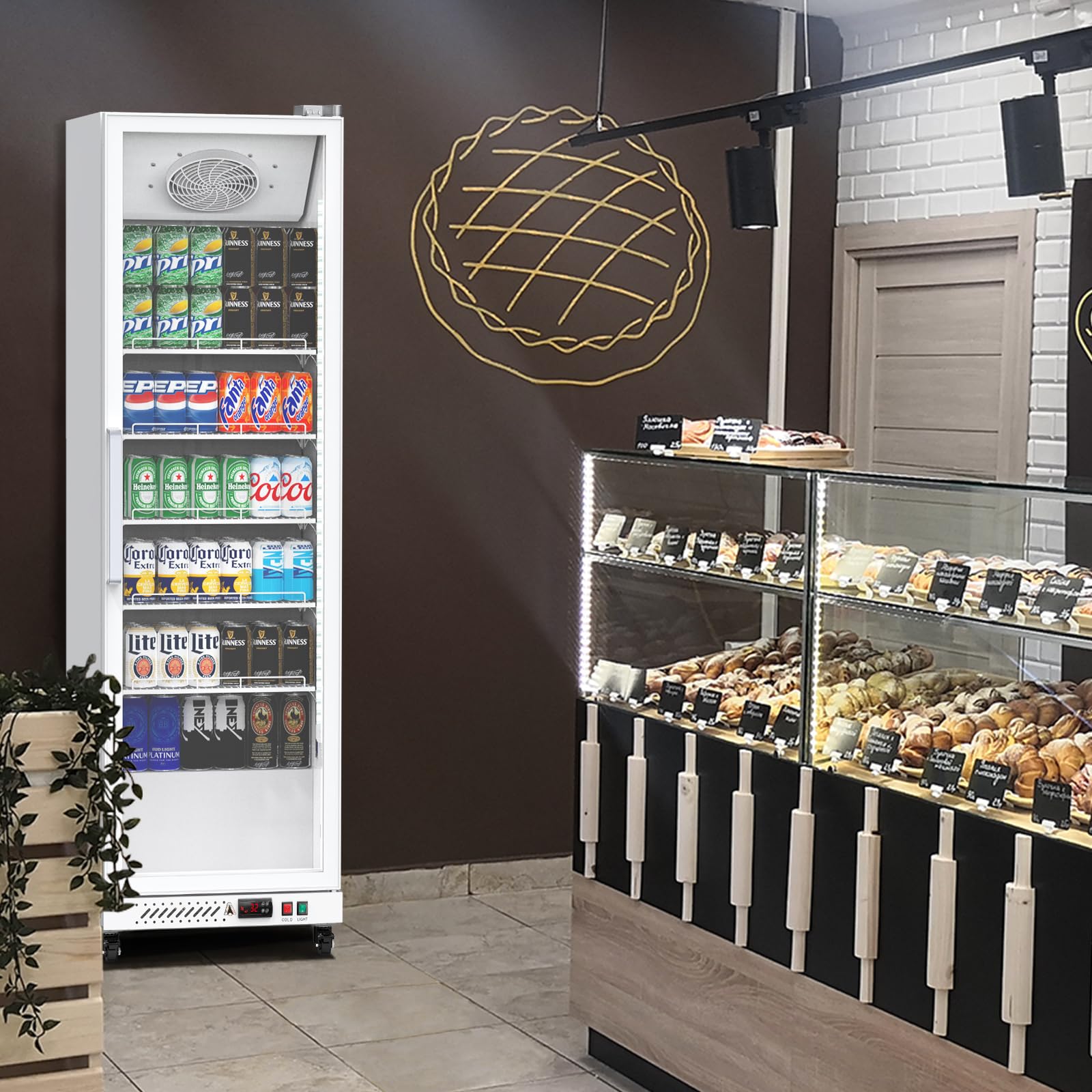 Towallmark Commercial Display Refrigerator, 12.4 Cu.Ft. Beverage Refrigerator Display Fridge, Upright Glass Door Merchandiser Fridge Beverage Cooler with LED Light, Adjustable Shelves