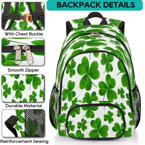 St. Patrick's Day Clover Bookbag School Backpack Teens Girls Boys Schoolbag Shoulder Computer Hiking Gym Travel Casual Travel Daypack