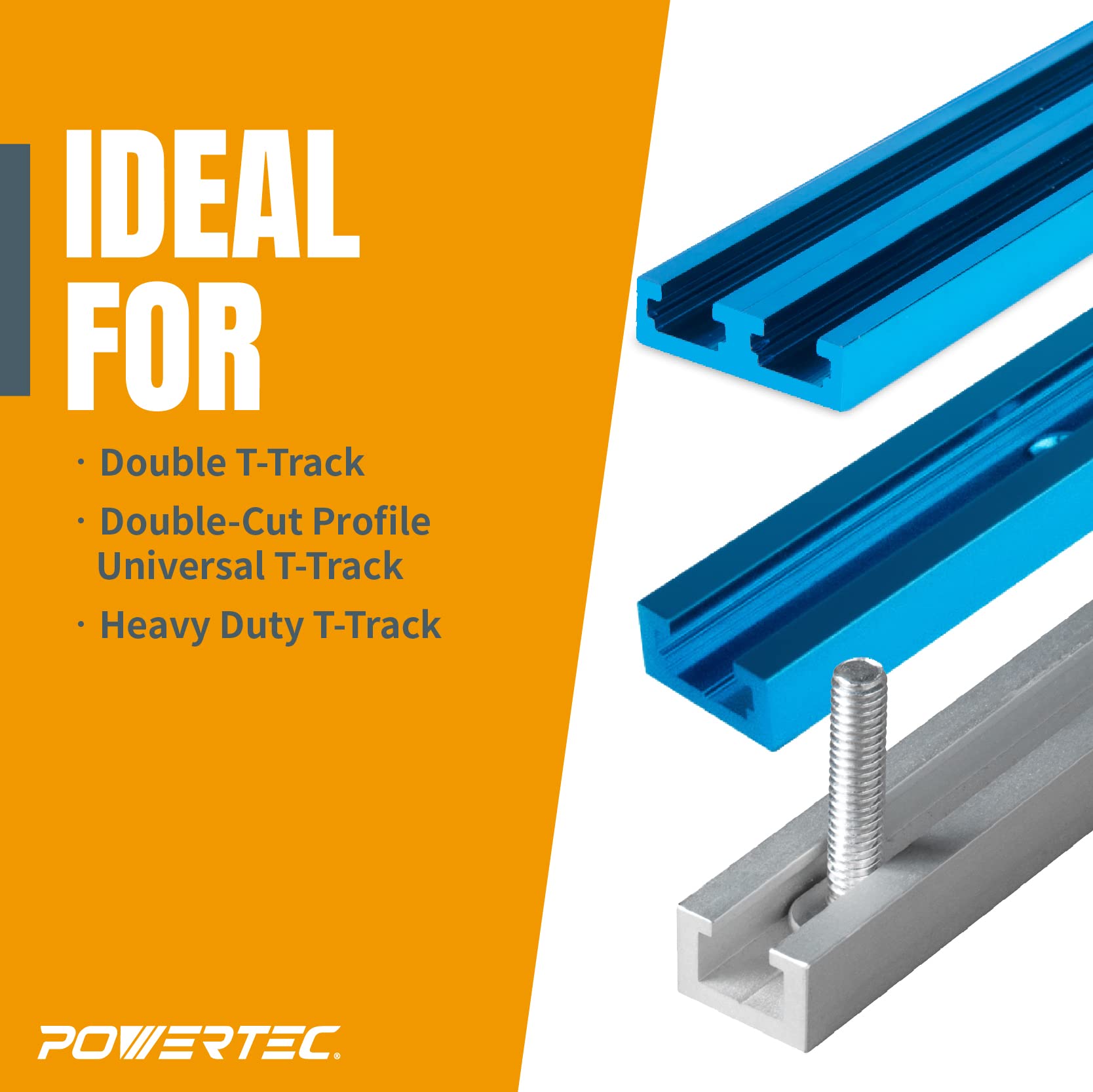POWERTEC 71168-P2 T-Track Hold Down Clamp, 5-1/2โ L x 1-1/8โ W, 4 Pack, T Track Clamps for Woodworking