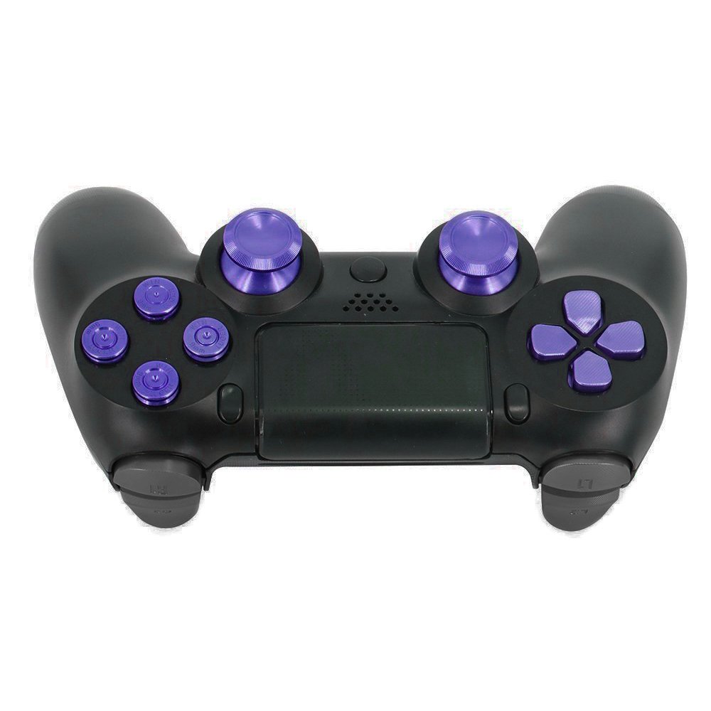 Jadebones Metal Replacement Repair Kits, Thumbsticks Thumb Grip Bullet and D-pad Buttons Compatible with PS4/PS4 Slim/PS4 Pro Controller (Purple)