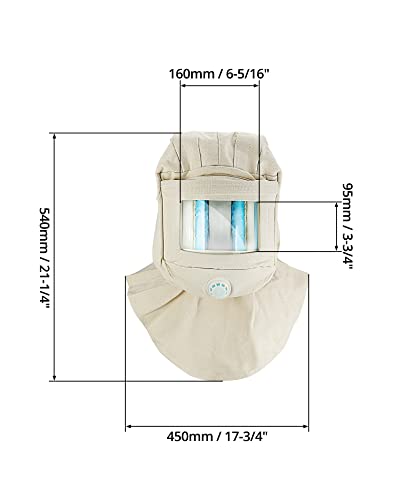 QWORK Sand Blasting Hood Cap, Shawl Sandblaster Protective Gear Mask, Anti Dust/Wind Sandblasting Tool Mask, Heat / Cut / Scratch Resistant Neck Protector, White