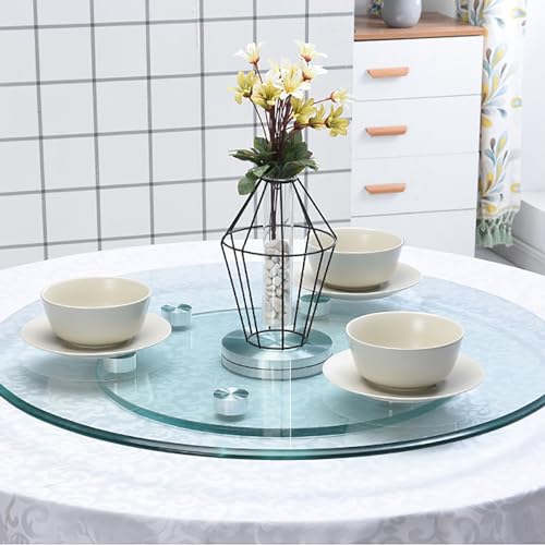 Large Dining Table Turntable, Round Clear Tempered Glass Lazy Susan Rotating Turntable Tray, for Banquets Party Family Dinners Large Swivel Serving Plate ( Color : Clear , Size : 50cm (20inch) )