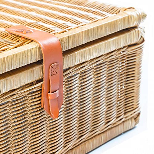 The Basket Lady Covered Wicker Storage Basket, Large, 20 in L x 14 in W x 8 in H, Sandstone