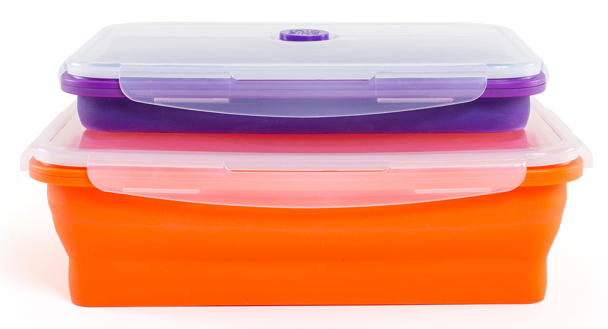 Kitchen + Home Thin Bins Collapsible Containers – Set of 2 Extra Large Rectangle Silicone Food Storage Containers – BPA Free, Microwave, Dishwasher and Freezer Safe