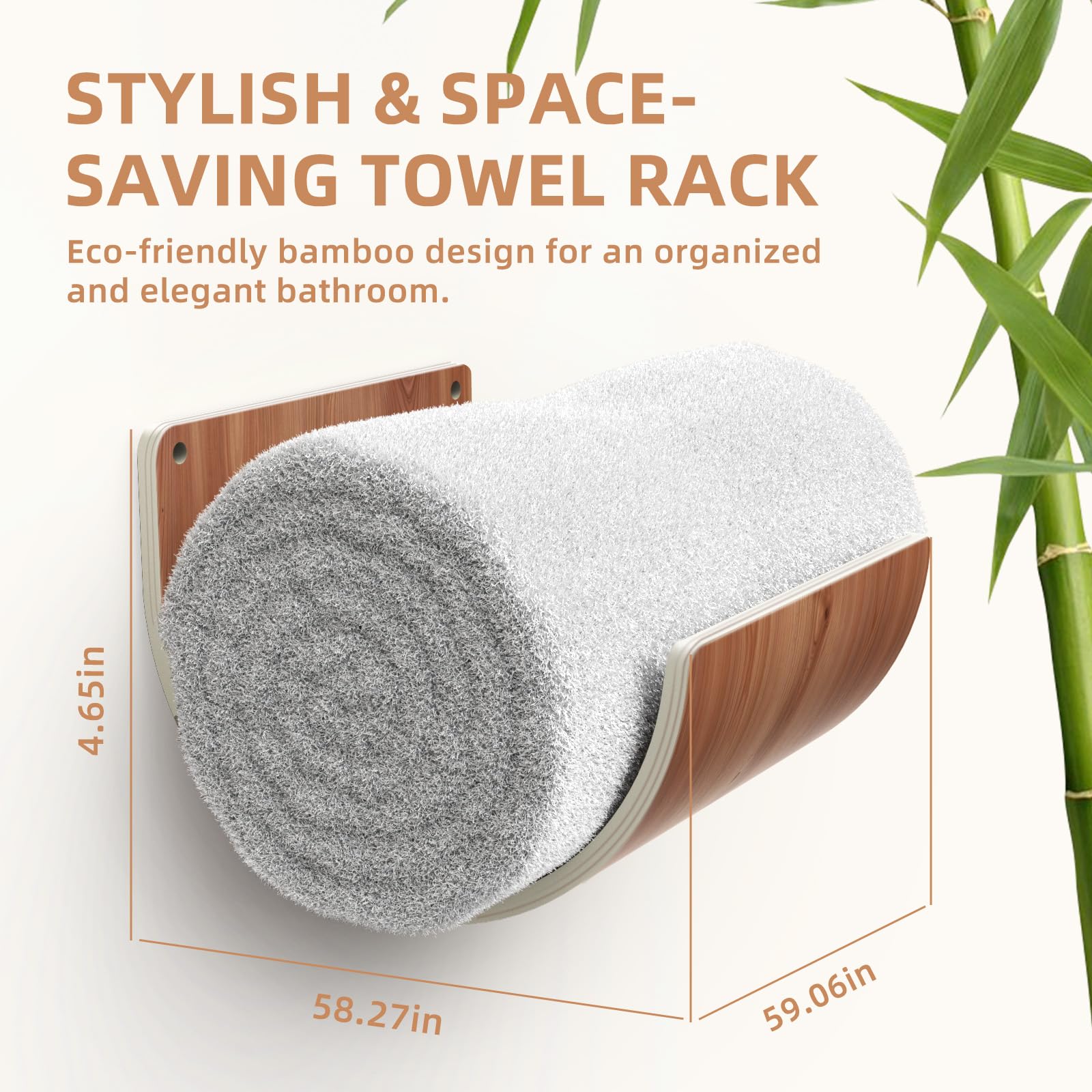 Towel Racks for Bathroom Set of 4 Wall Towel Racks, Versatile Hanging Towel Organizer,Wood Towel Holder for Rolled Towels, Spa, Blanket, Yoga Mat – Easy Installation, Eco-Friendly
