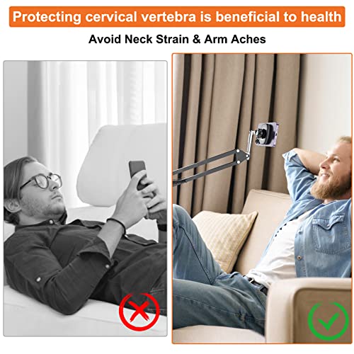 UURIG Overhead Phone Mount Stand with Magsafe, Articulating Arm Cell Phone Holder for Desk, Cell Phone Holder for Live Streams, Zoom Calls, Online Teaching, Selfies, Remote Working