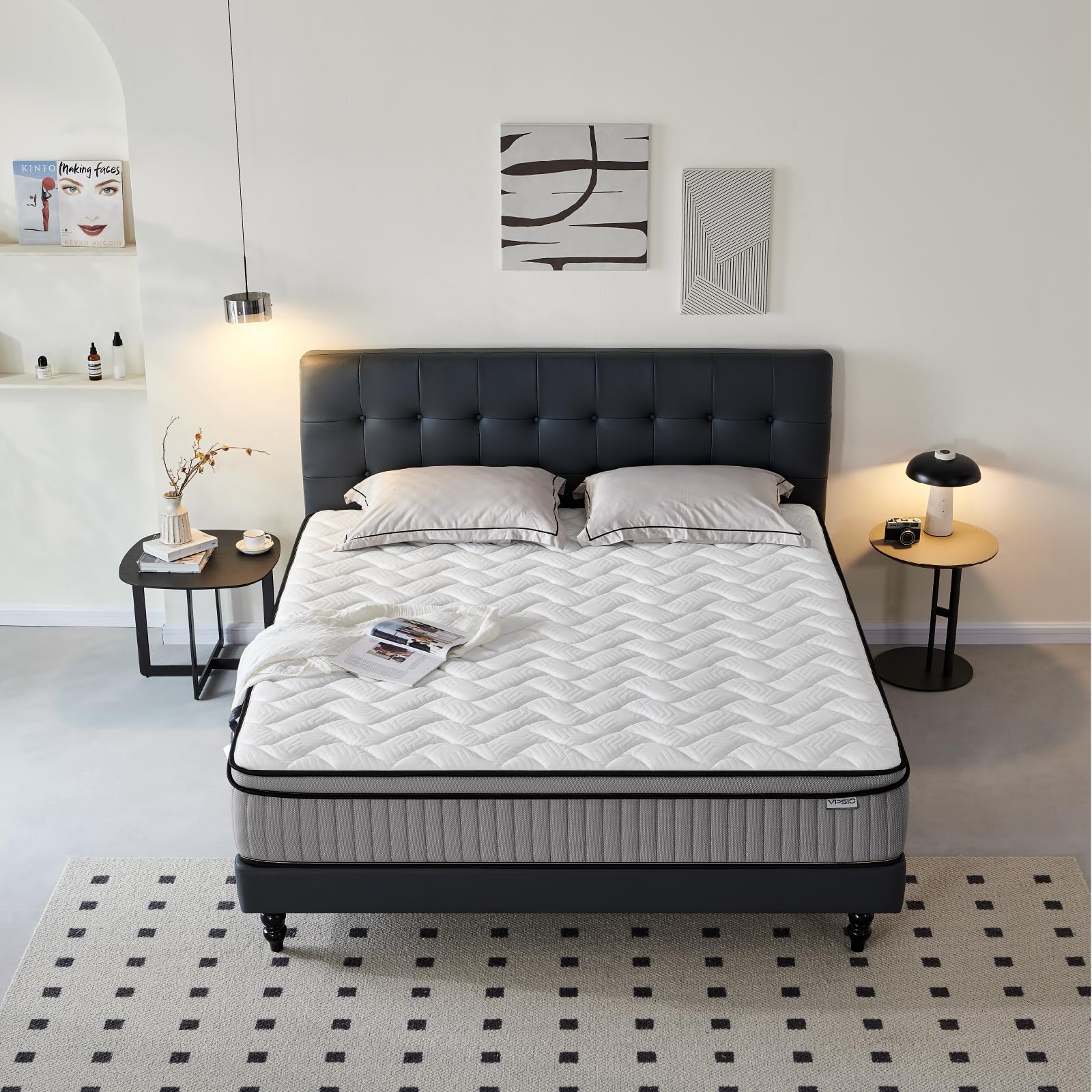 VPSIO 10 Inch Hybrid Mattress Queen - Medium Firm Queen Mattress in a Box - Memory Foam Relieves Pressure - Individual Pocket Springs Provide Precise Support - Queen Bed Mattress for Couples